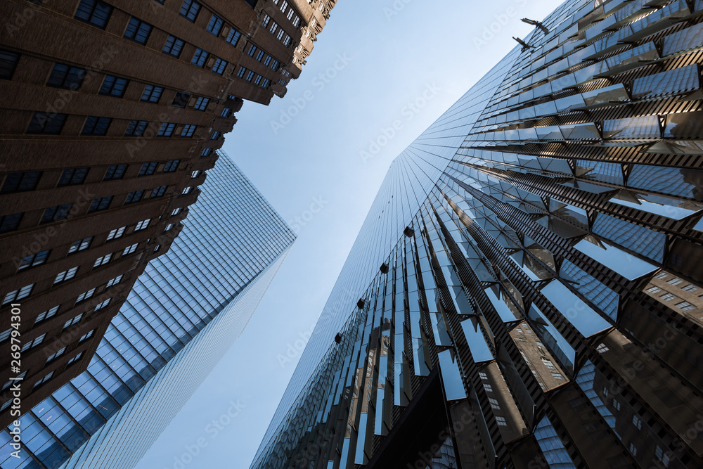 low angle view of skyscrapers in modern city Stock Photo | Adobe Stock