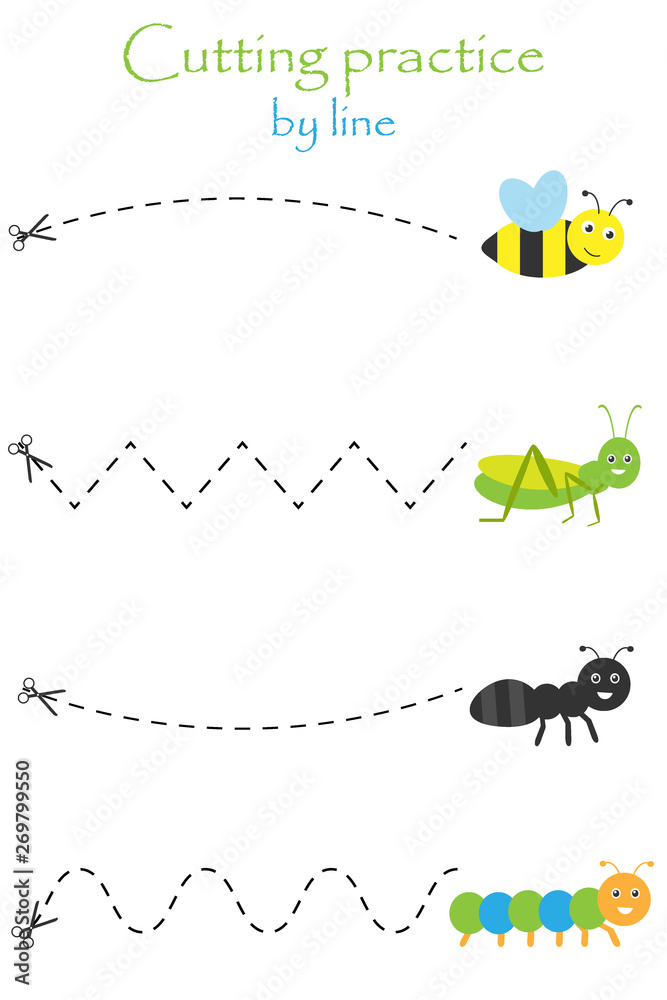Insects in cartoon style, education cut game for the development of ...