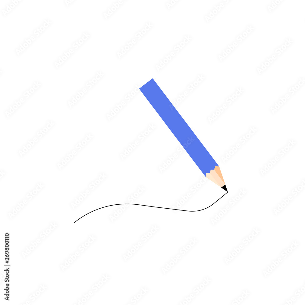 blue pencil drawing line vector illustration isolated on white ...