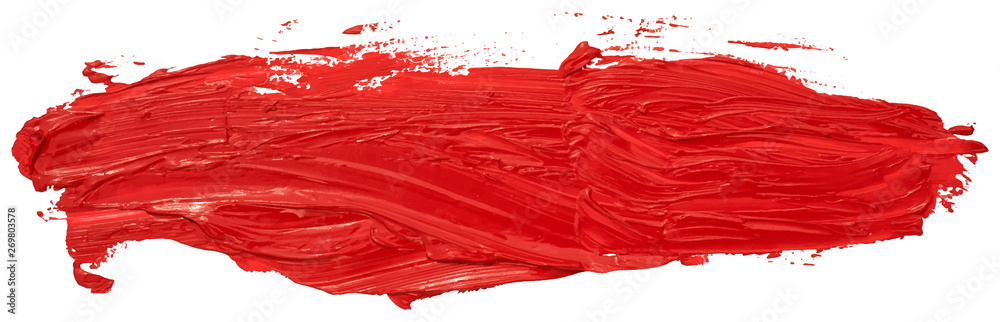 Red oil texture paint stain brush stroke, hand painted, isolated on ...