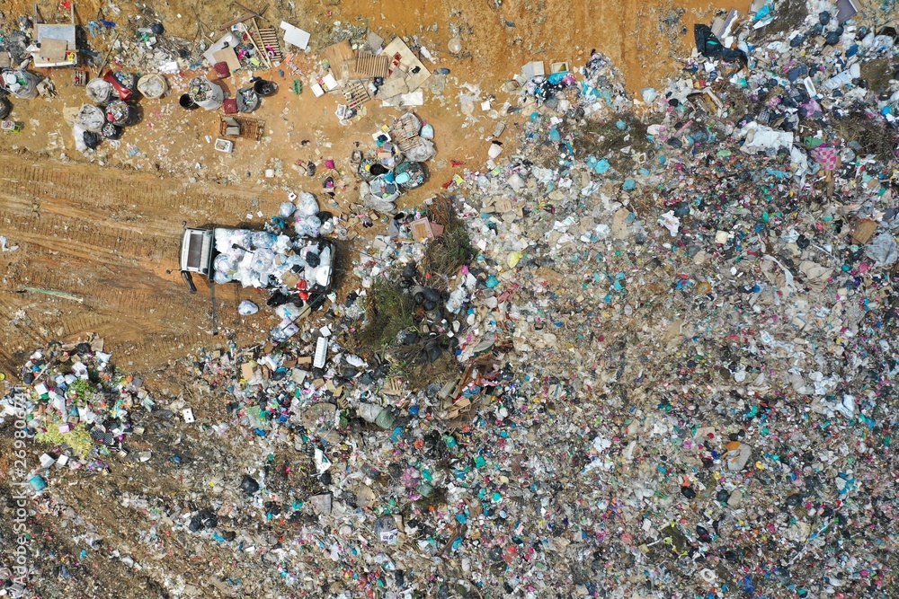 Plastic garbage dumped in landfill. Plastic trash is dumped in Malaysia ...