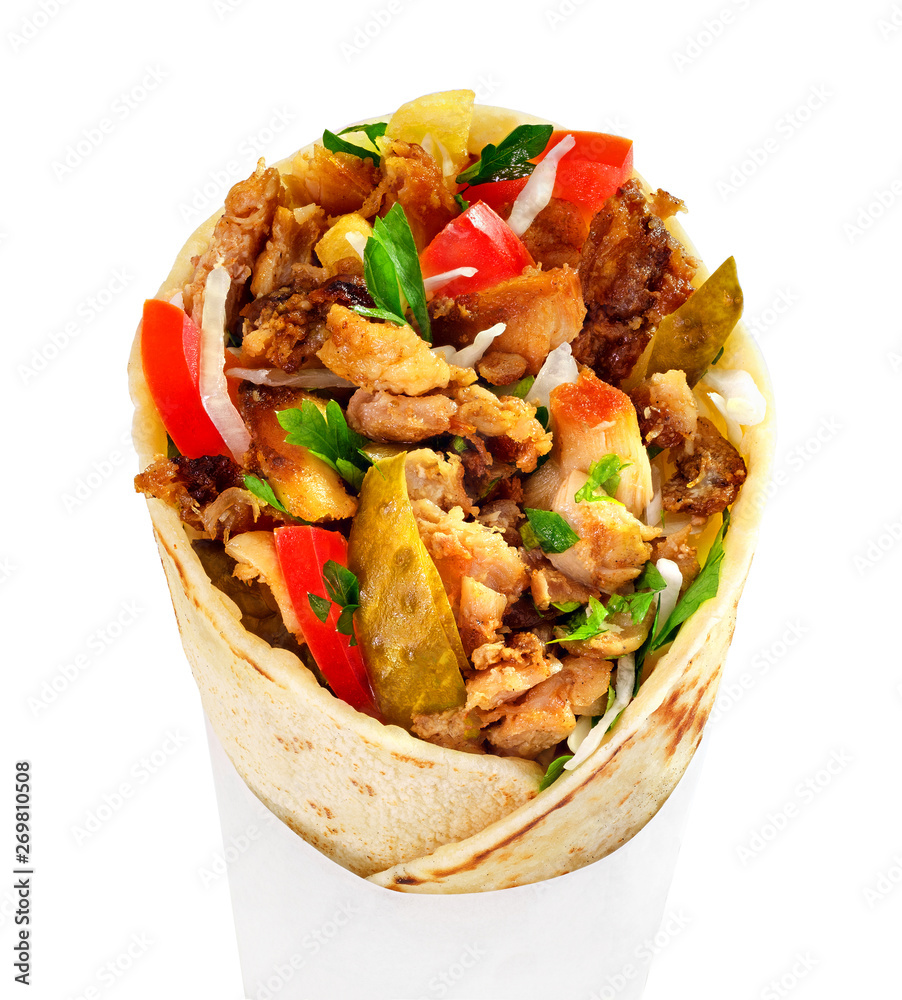 Shawarma on a white background isolated Stock Photo | Adobe Stock