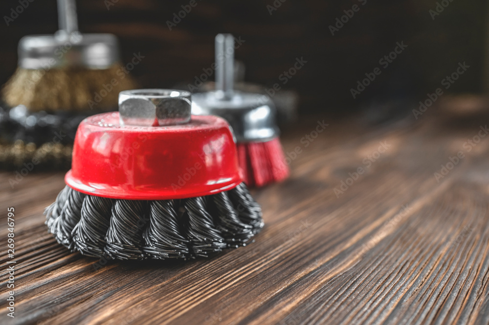abrasive tools for brushing wood and giving it texture. Wire brushes on ...