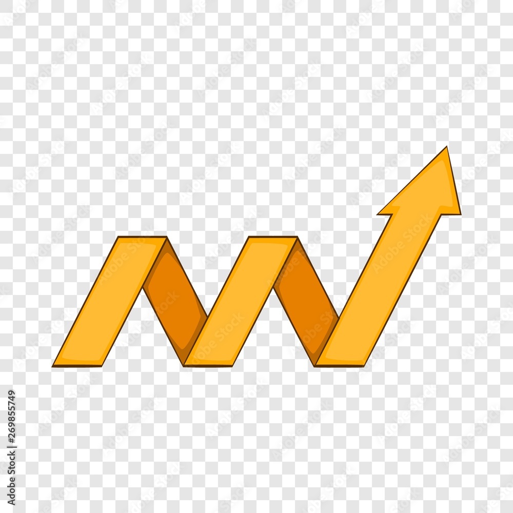 Yellow growth arrow chart icon. Cartoon illustration of yellow growth ...