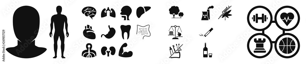 Person, body, body parts icons, anatomy icons colletion. Health care ...