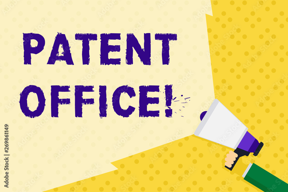 Text sign showing Patent Office. Business photo text a government ...