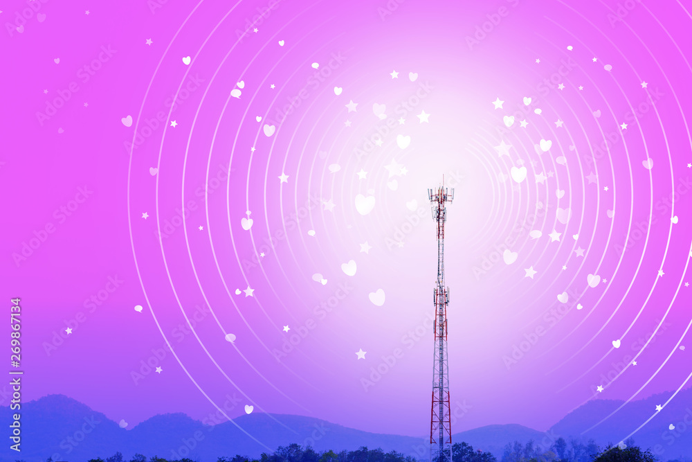 Happy communication is the key to success concept, Communication Tower ...