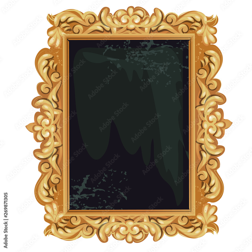 Vecteur Stock Vintage golden ornate florid frame with blank space for ...