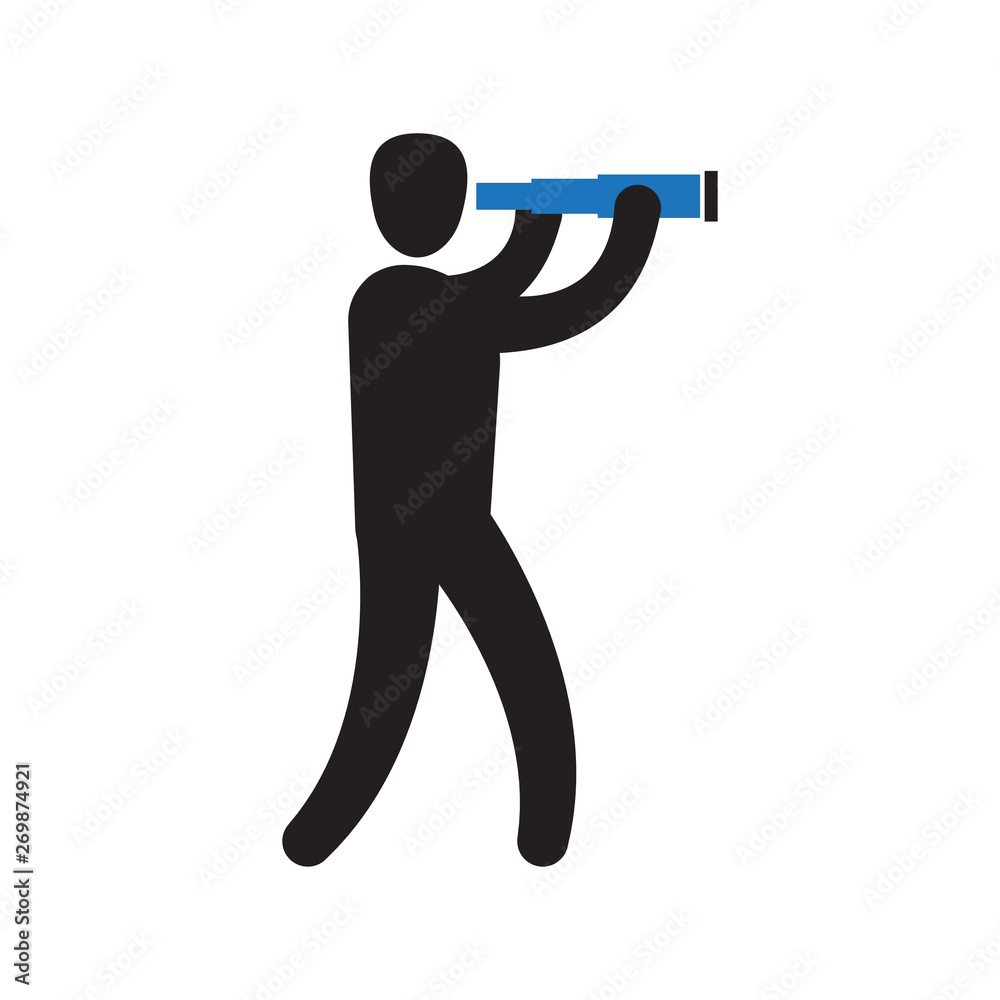 Man standing and looking through a telescope. Stock Vector | Adobe Stock