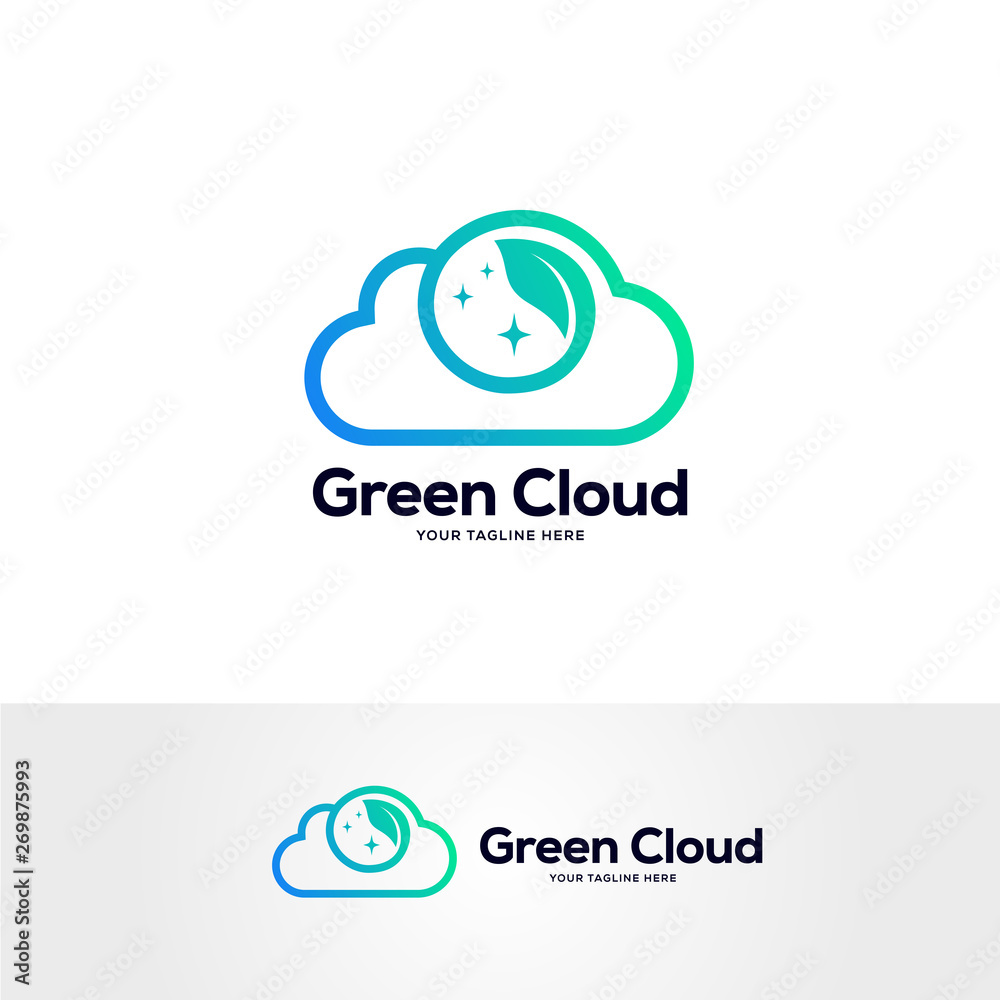 green cloud logo design template, smart technology logo designs, Stock ...