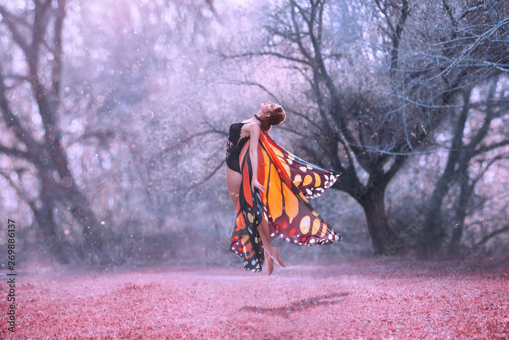 Monarch butterfly levitation, with huge beautiful wings. Coast with ...