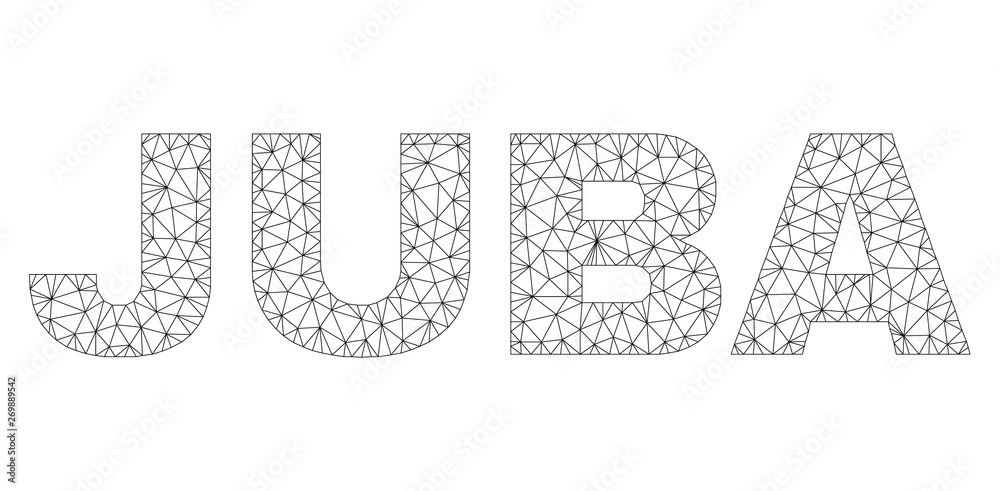Mesh vector JUBA text caption. Abstract lines and circle dots form JUBA ...