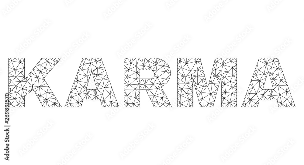 Mesh vector KARMA text. Abstract lines and circle dots are organized ...