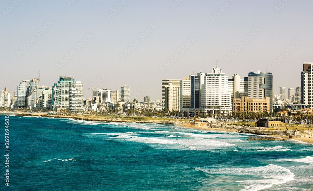 Tel Aviv cityscape capital of Israel panoramic photography format with ...