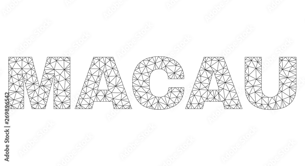 Mesh vector MACAU text. Abstract lines and small circles are organized ...