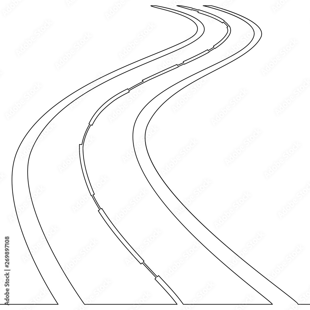 Continuous one single line drawing road concept Stock Vector | Adobe Stock