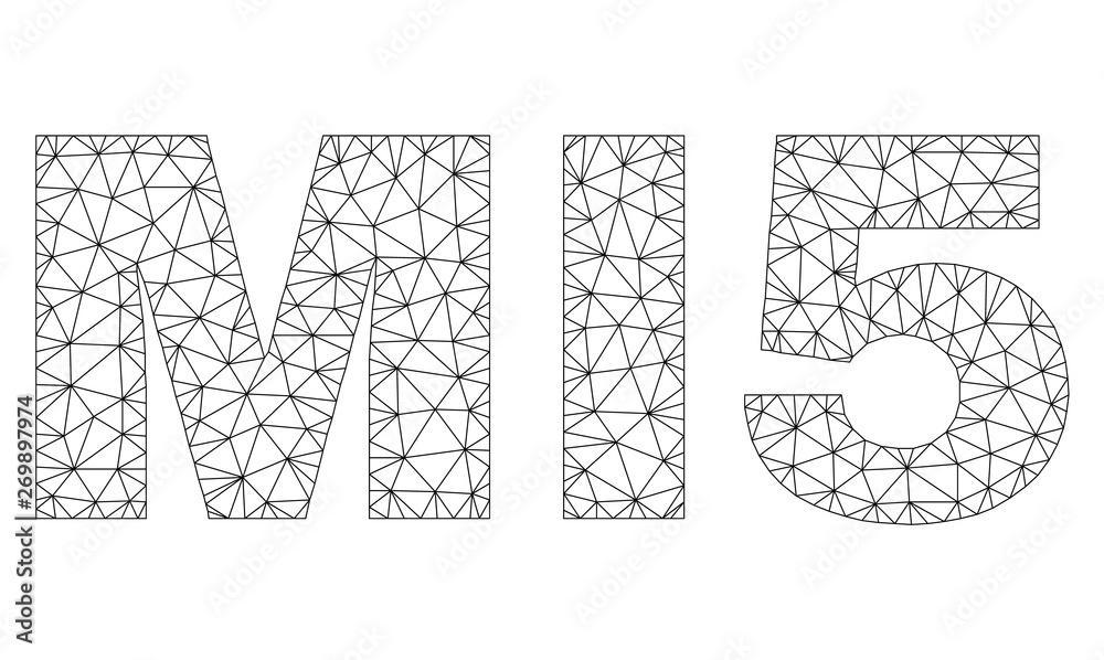 Mesh vector MI5 text. Abstract lines and dots form MI5 black carcass ...