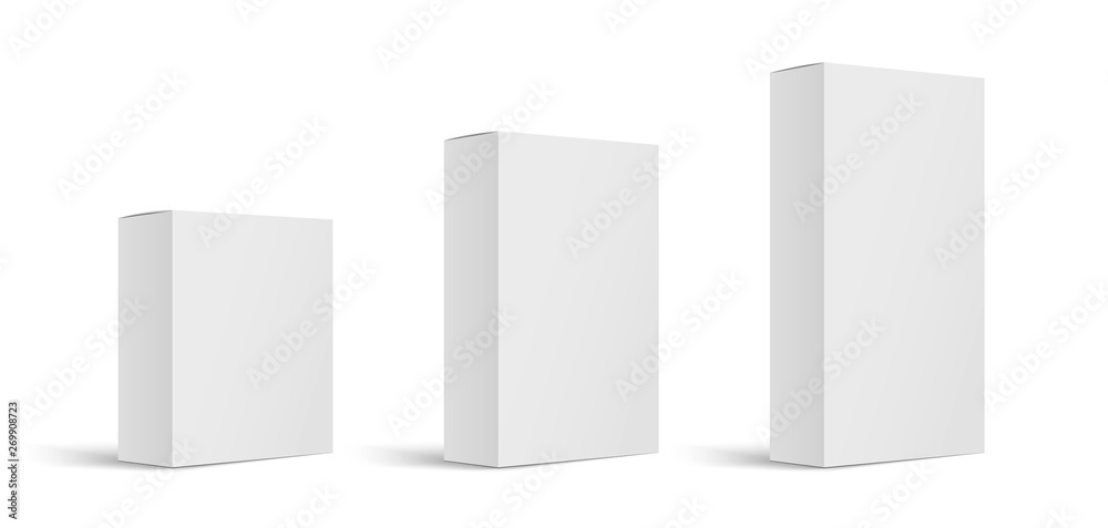 Set of realistic paper rectangular packaging boxes mockups isolated on ...