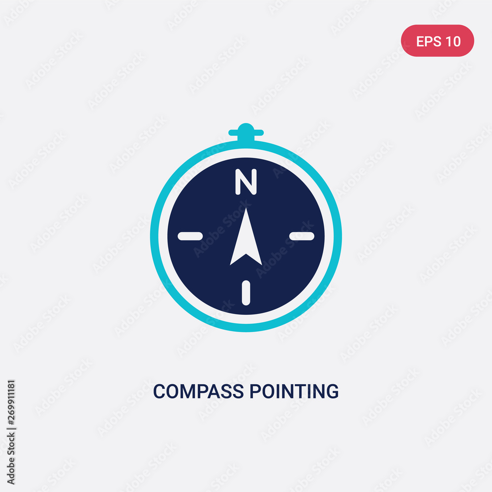 two color compass pointing north east vector icon from airport terminal ...