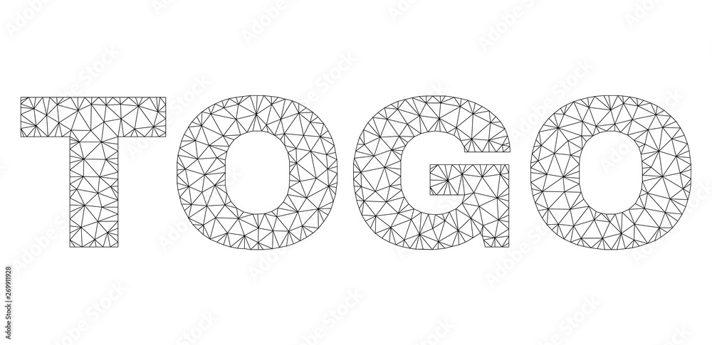 Mesh vector TOGO text. Abstract lines and circle dots form TOGO black ...