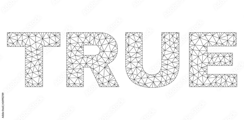 Mesh vector TRUE text. Abstract lines and small circles are organized ...