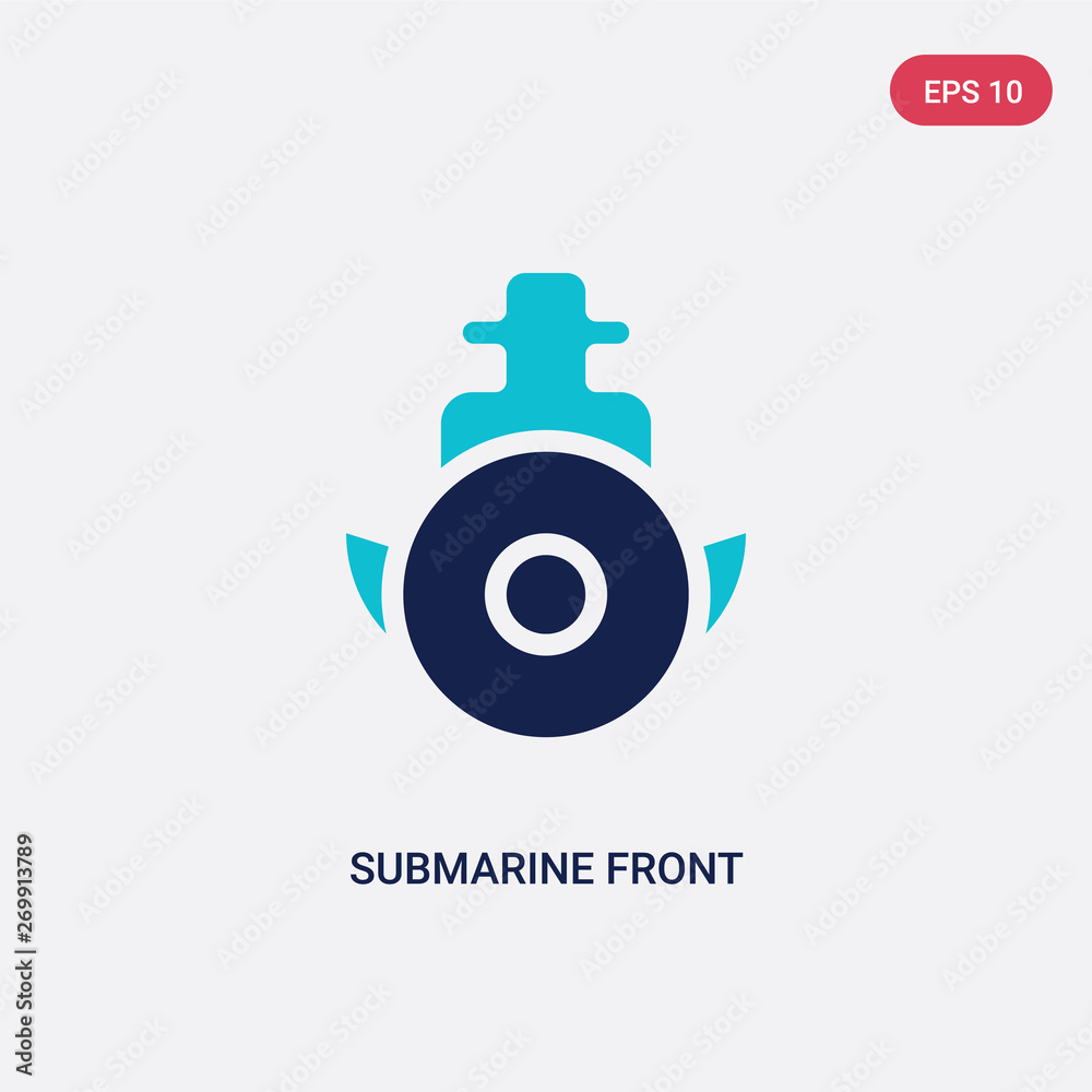 two color submarine front view vector icon from army and war concept ...