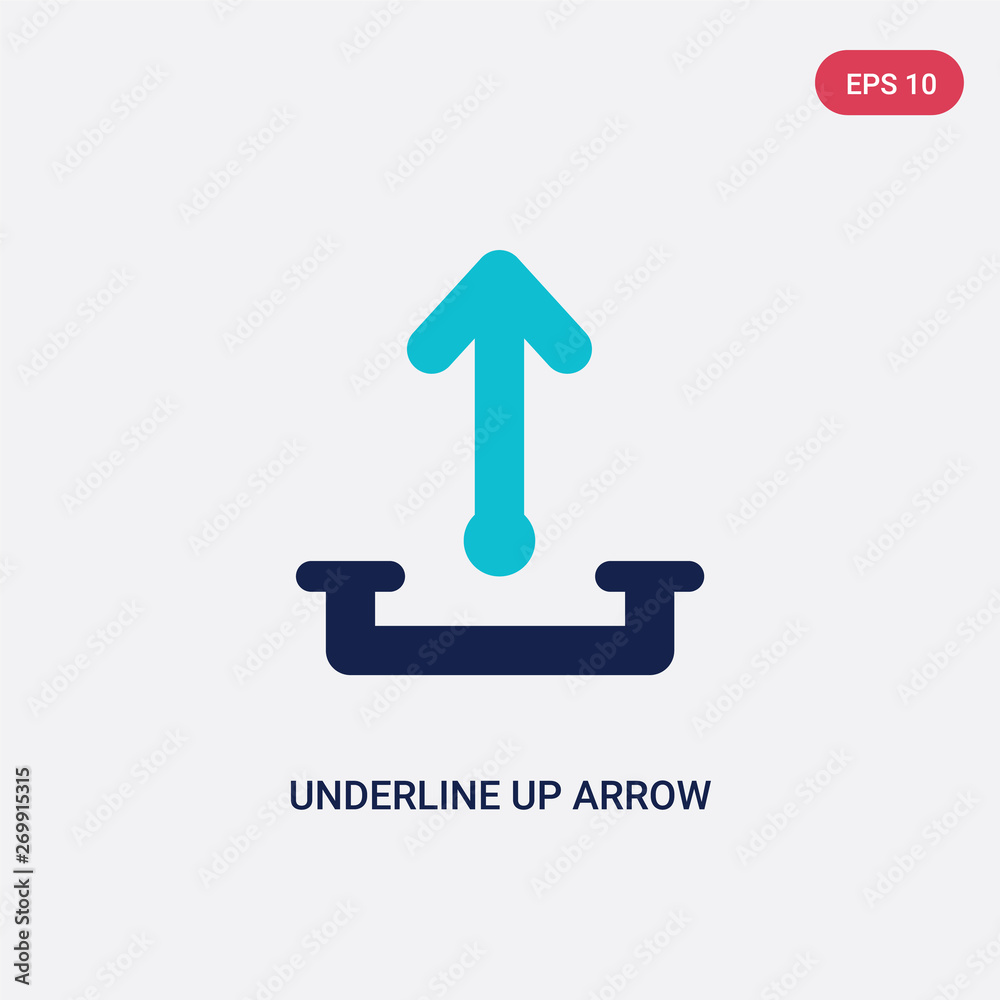 two color underline up arrow vector icon from arrows concept. isolated ...