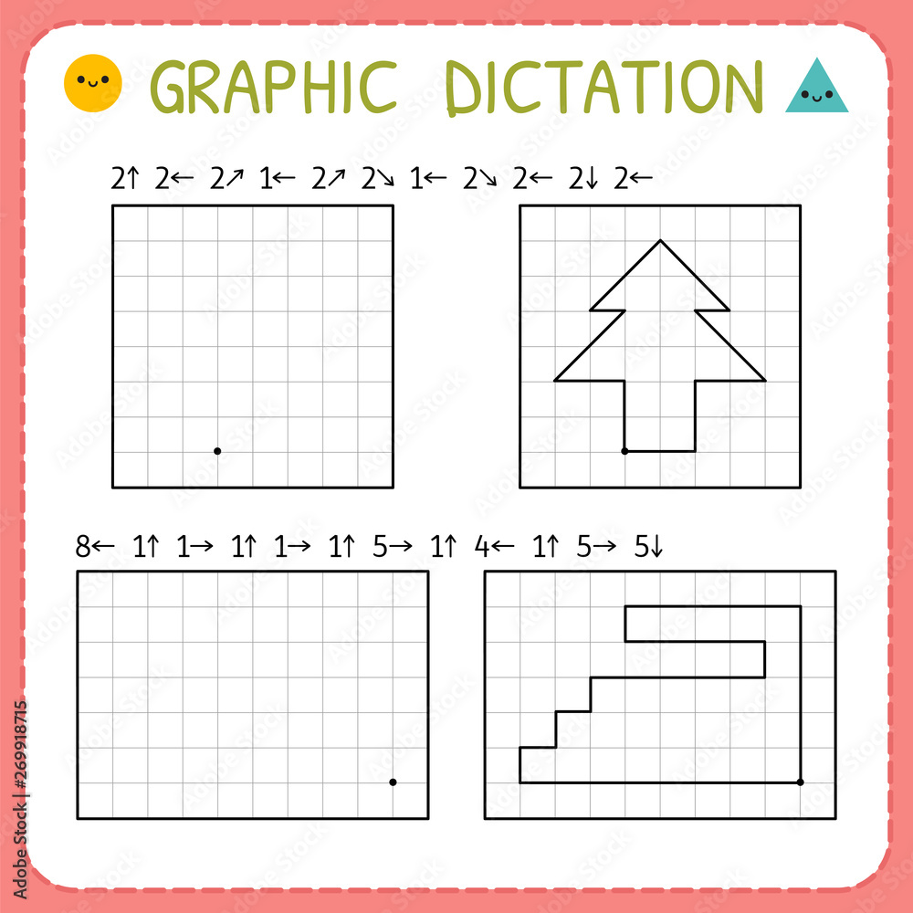 Graphic dictation. Preschool worksheets for practicing motor skills ...