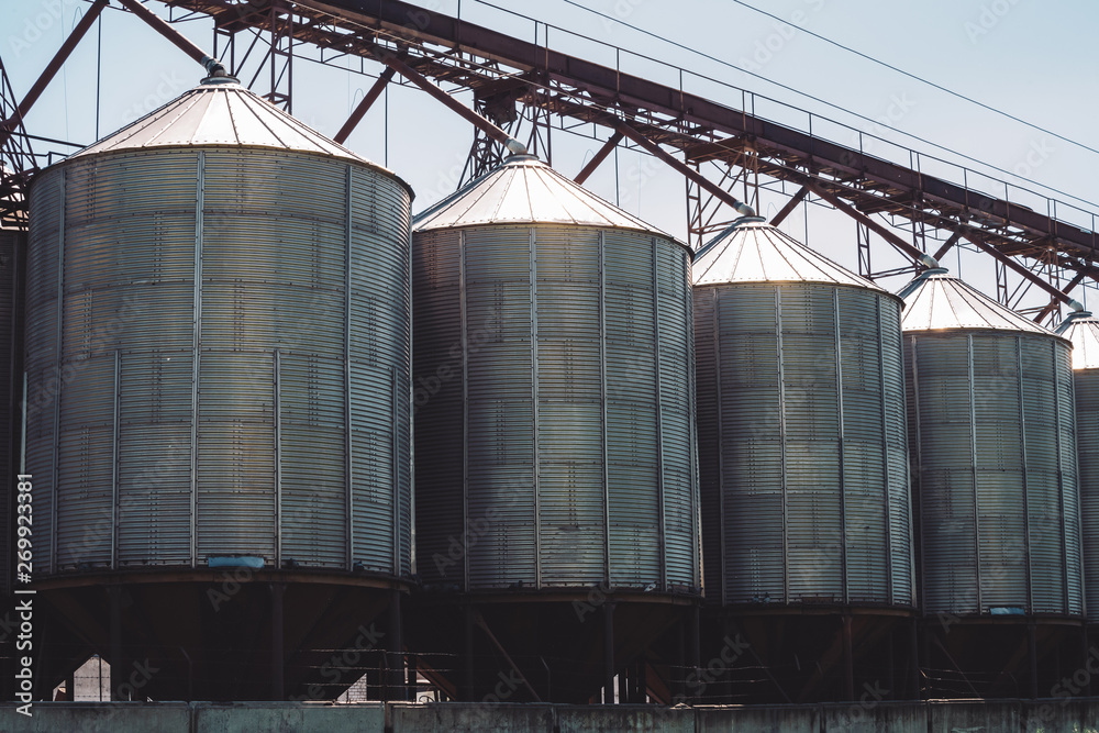 Agricultural silos. Storage and drying of grains, wheat, corn, soy ...