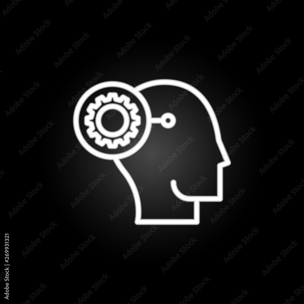 progressive, thinking, head, gear neon icon. Elements of positive ...