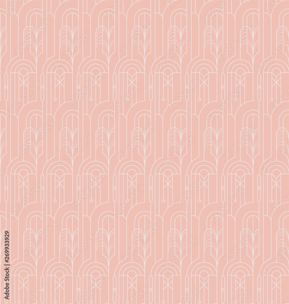 Seamless art deco vintage peach pink pattern Stock Vector | Adobe Stock