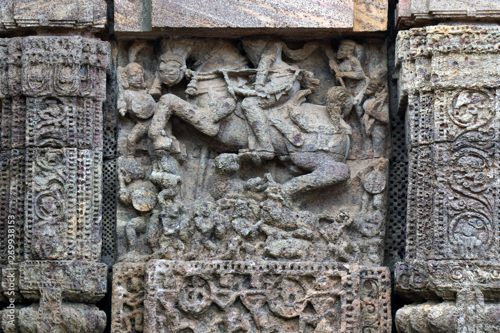Konark Sun Temple in Odisha, India. Ancient ruin statue of Konark Sun ...
