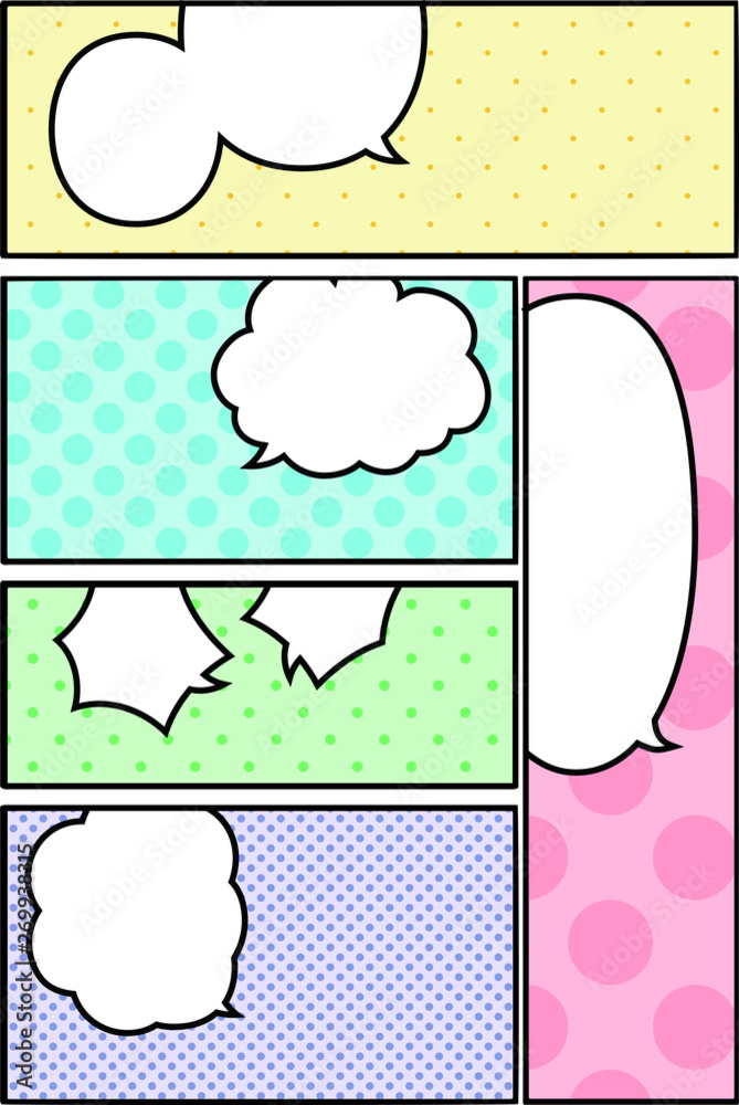Illustration of a pop color cartoon frame with dot pattern with Comic ...