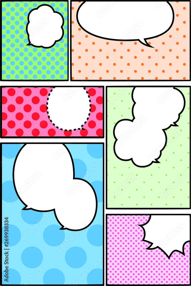 Illustration of a pop color cartoon frame with dot pattern with Comic ...