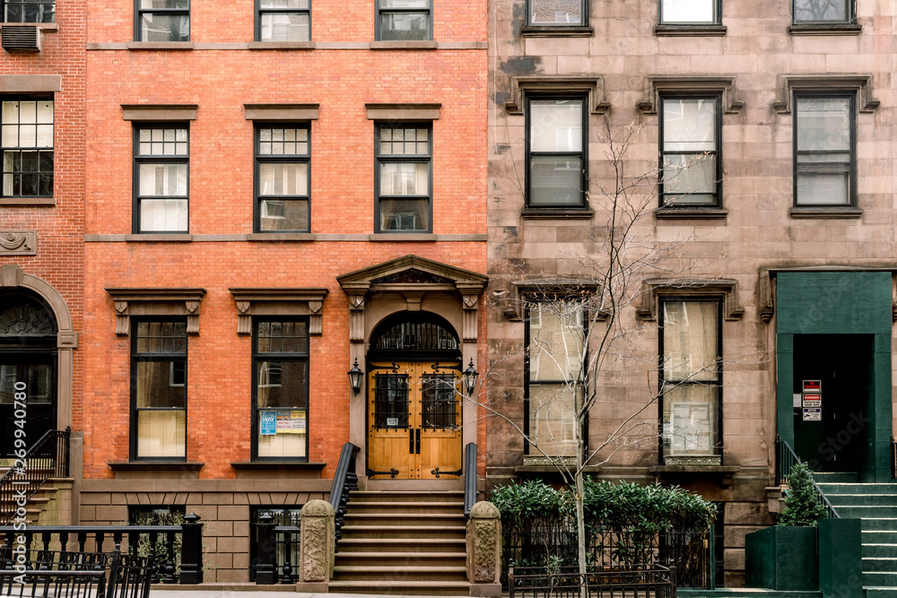 Poster Brownstone facades & row houses in an iconic neighborhood of ...