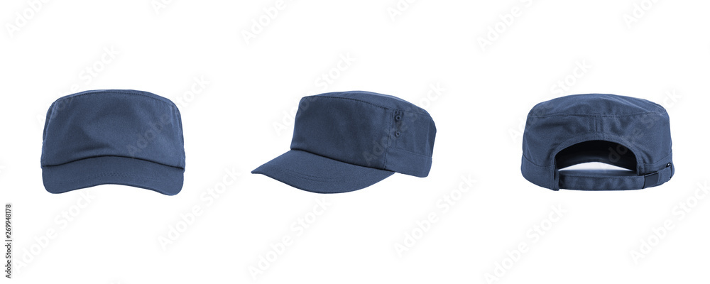 Blank plain combat caps navy color isolated on white background. combat ...