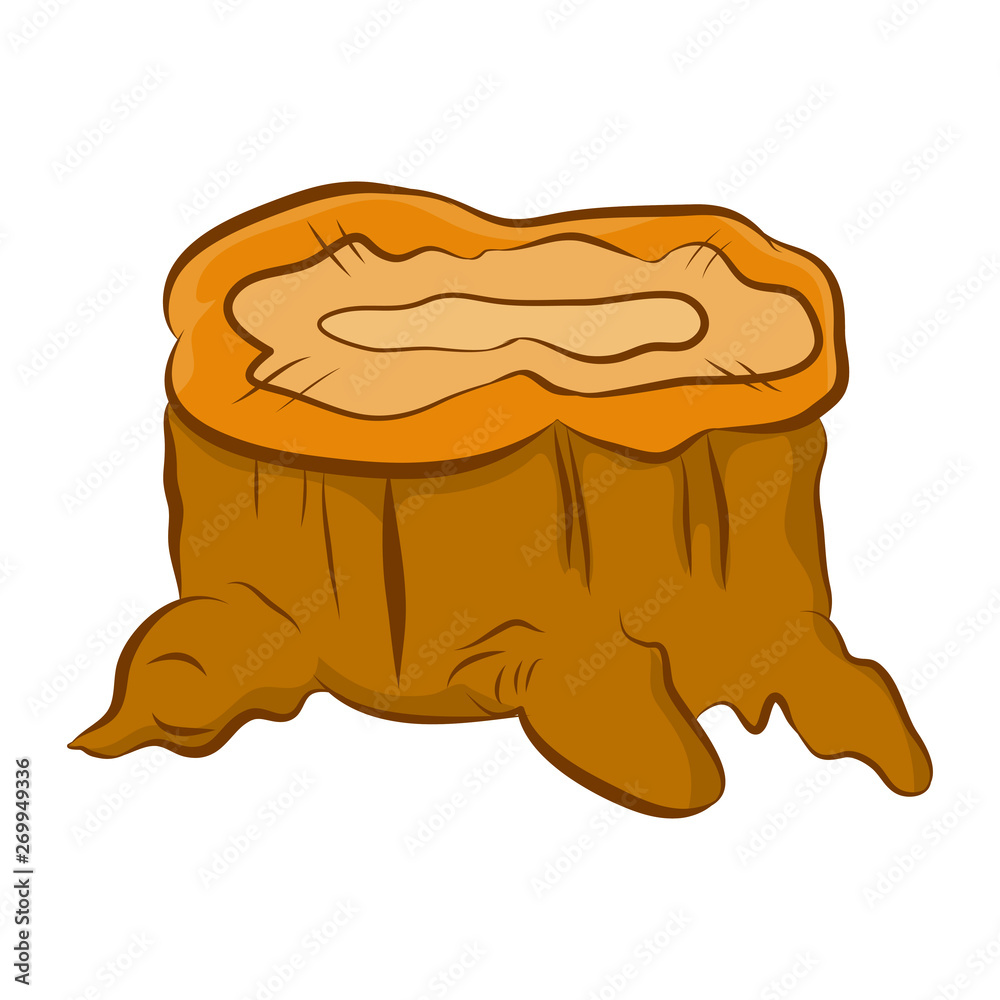cartoon big tree stump with roots Stock Vector | Adobe Stock