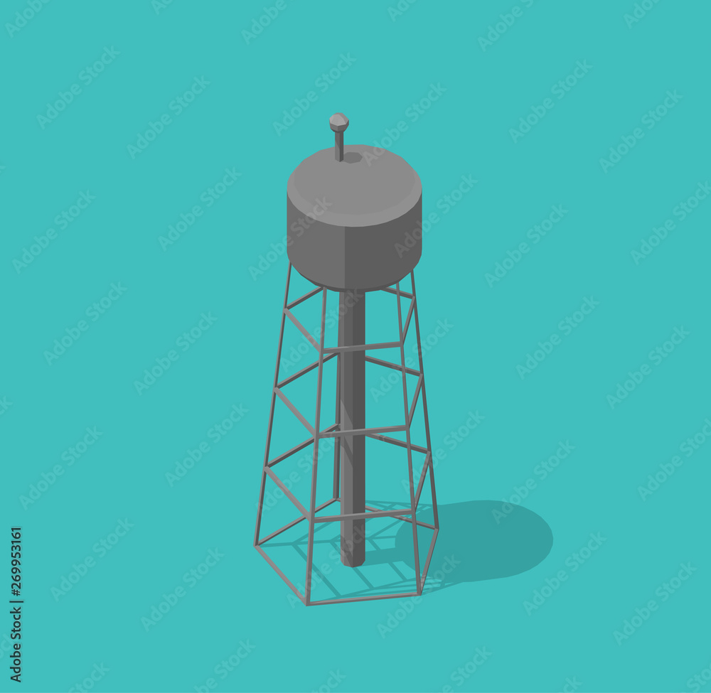 Water tower. Single common watertower building architecture. Vector ...