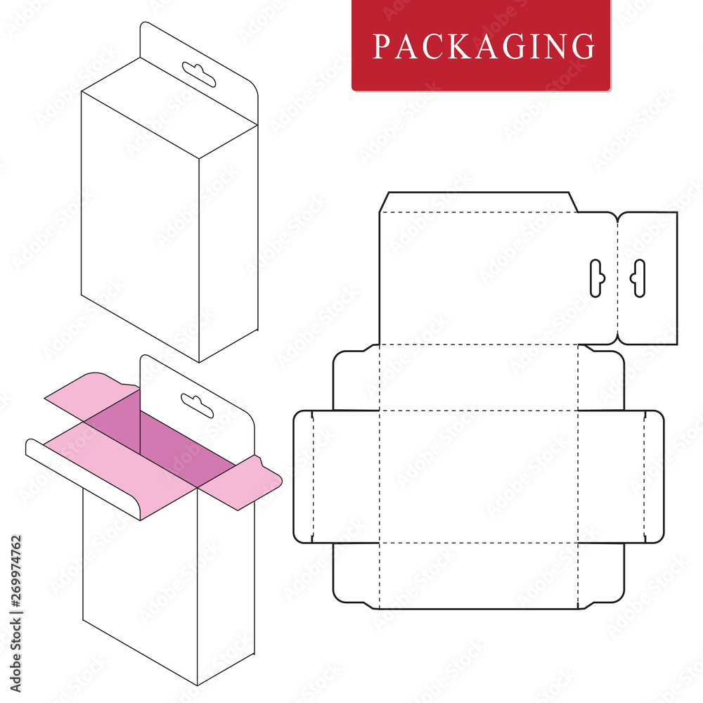 Packaging for hang with hook.Vector Illustration of packaging.Isolated ...