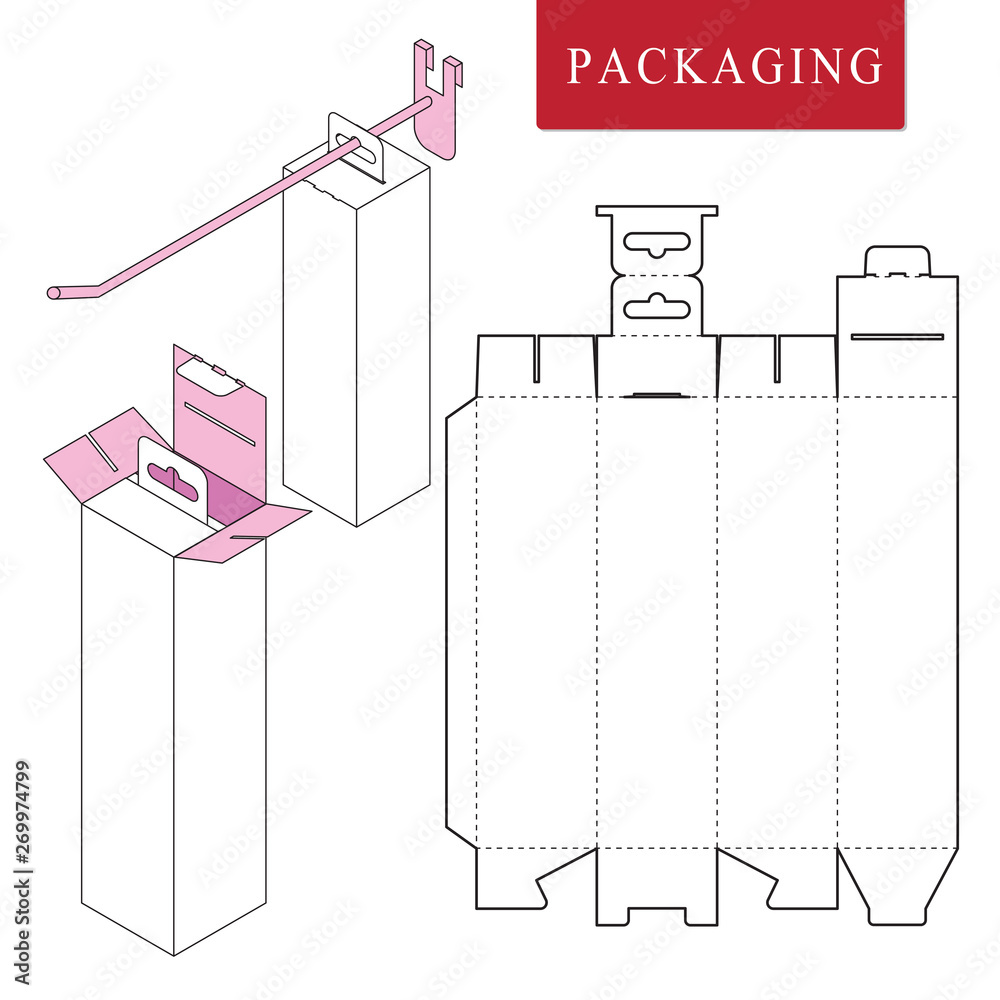 Packaging for hang with hook.Vector Illustration of packaging.Isolated ...