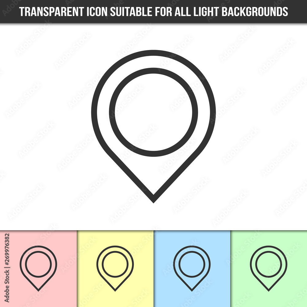 Simple outline transparent pointer icon on different types of light ...