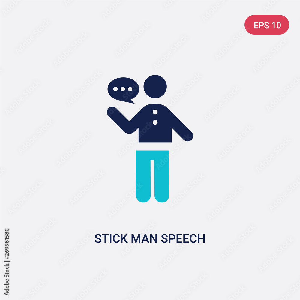 two color stick man speech vector icon from behavior concept. isolated ...