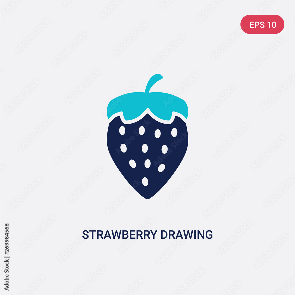 two color strawberry drawing vector icon from bistro and restaurant ...