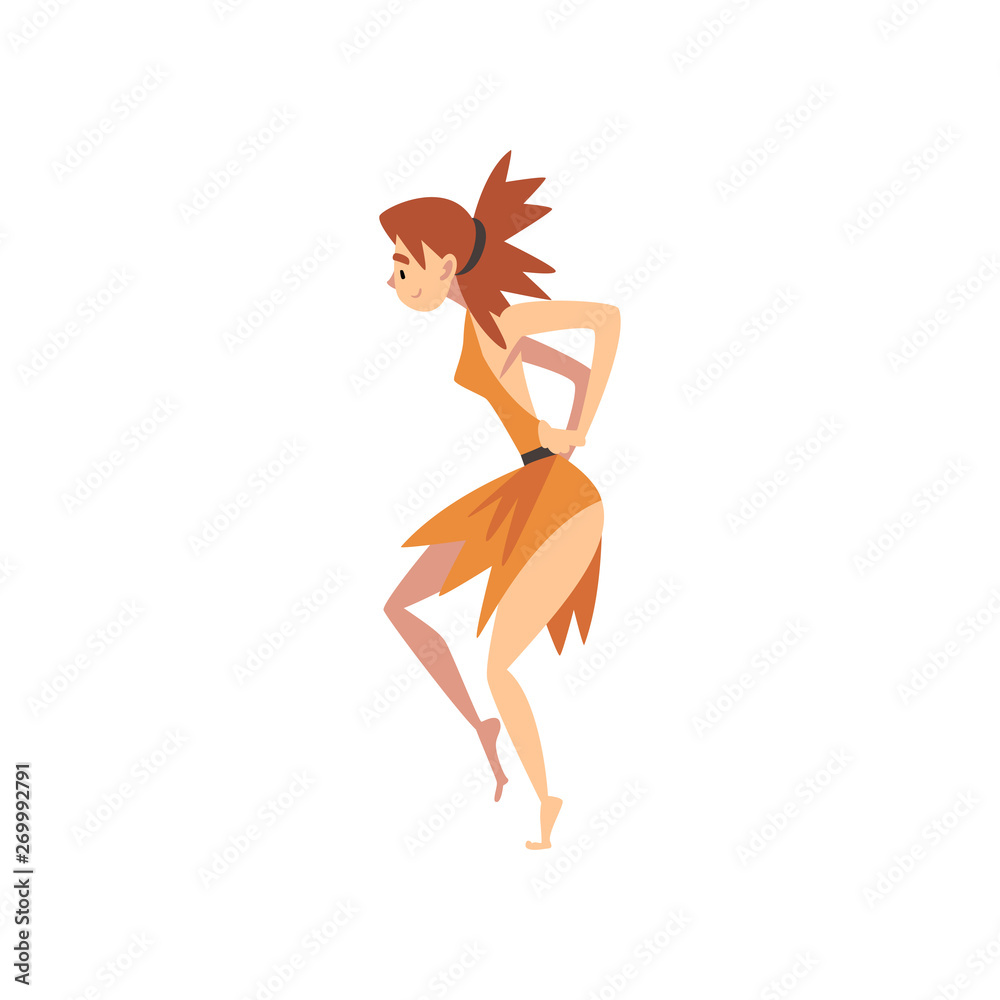 Prehistoric Girl, Primitive Stone Age Cavewoman Cartoon Character ...