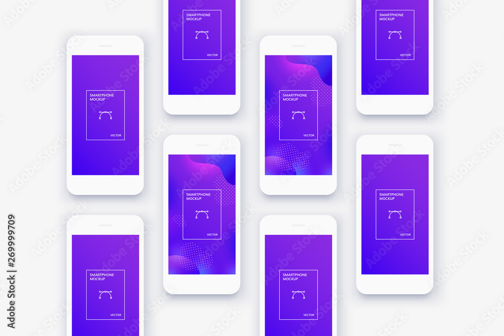 Minimalistic white Phones background. Lot Mockups Stock Vector | Adobe ...