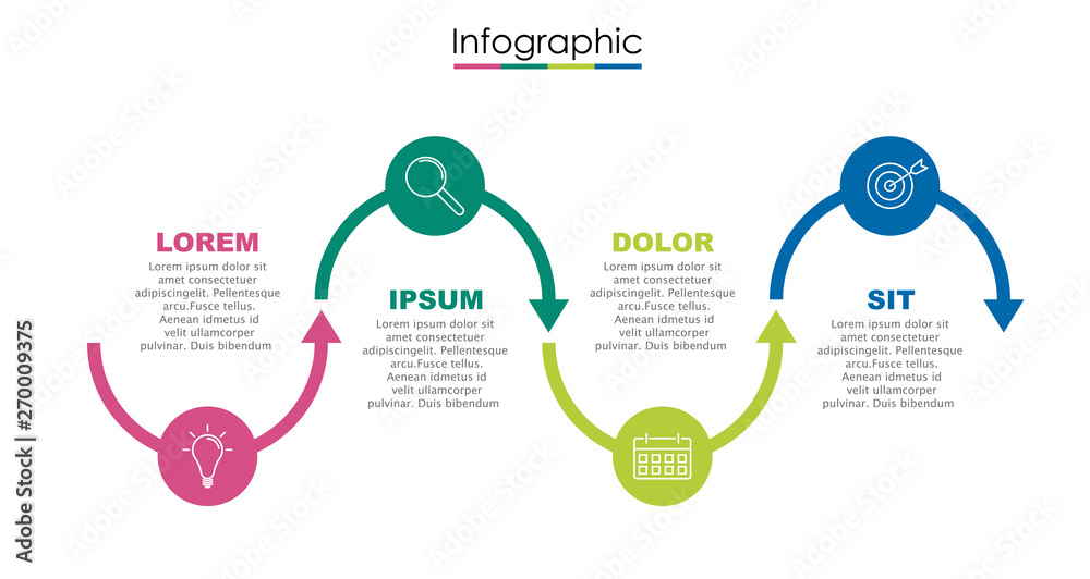 Vector infographic template with four steps or options. Illustration ...