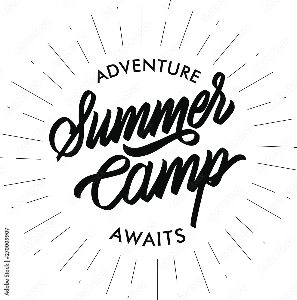 Summer camp typography lettering design. Label, logo, badge, sticker ...