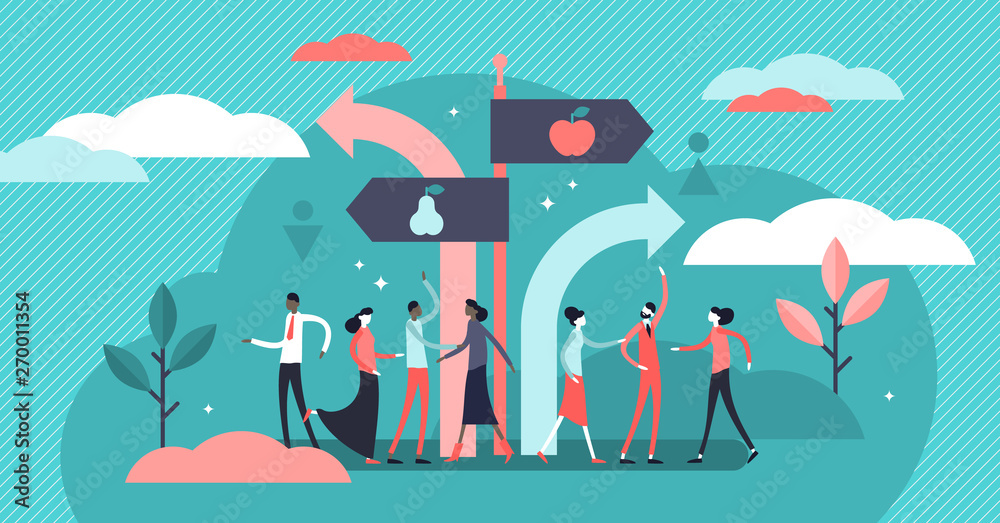 Segregation vector illustration. Flat tiny diversity sorting person ...