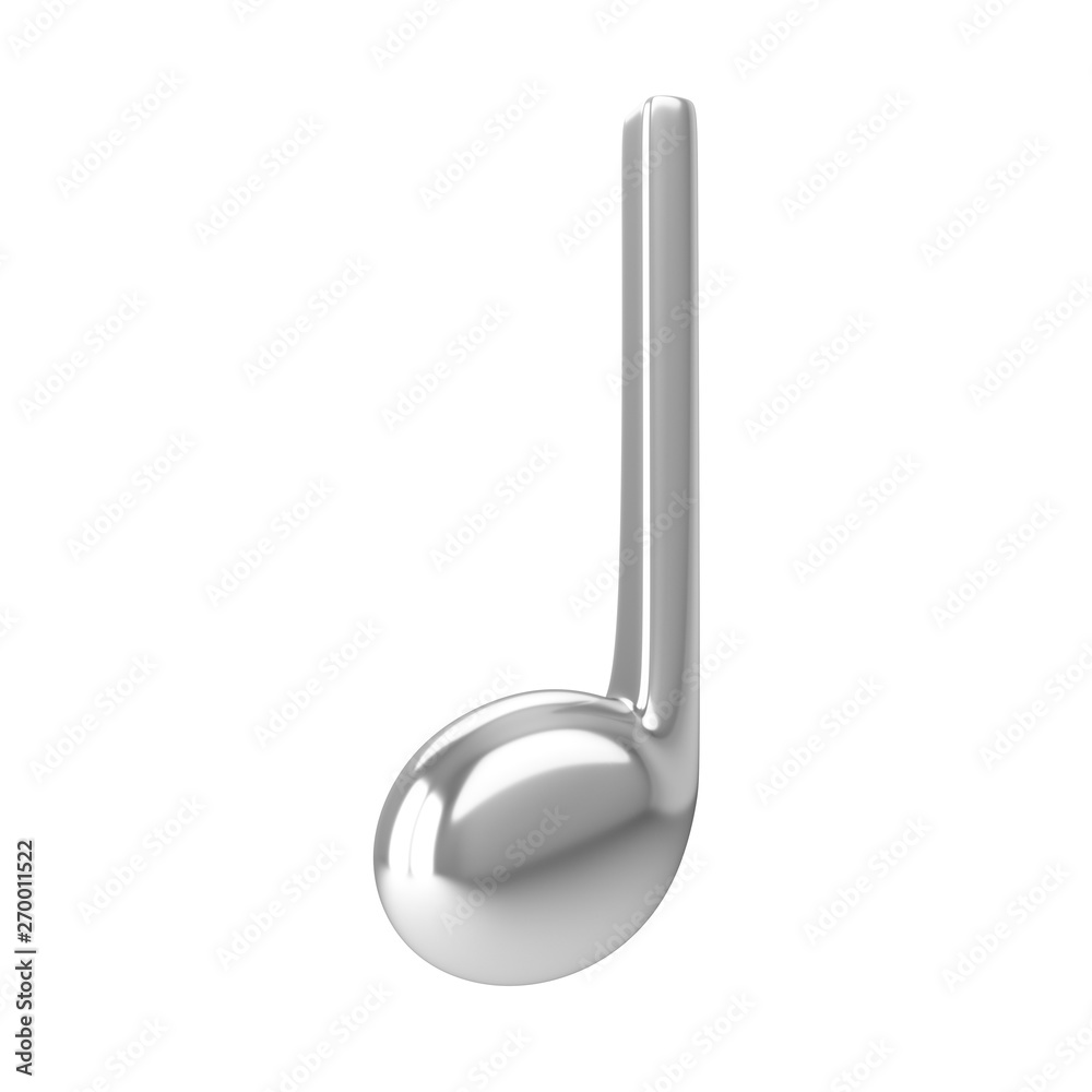 3d Rendering Silver Music Note isolated on white background Stock ...