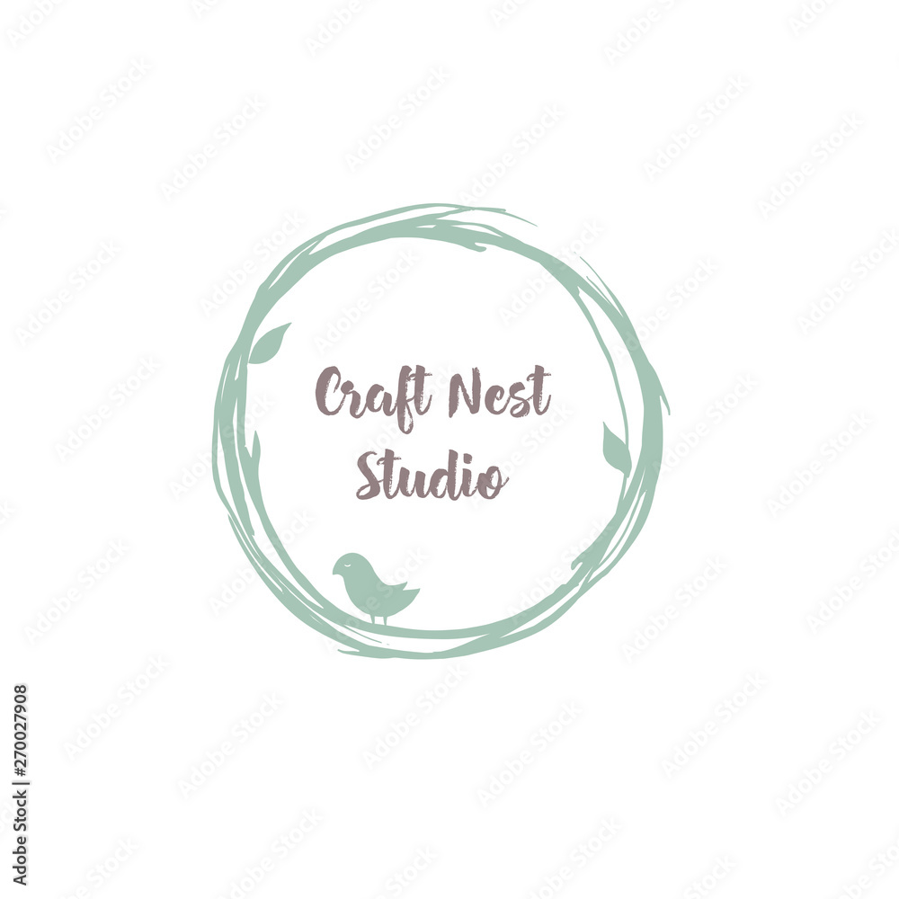 Handdrawn logo frame template circle vector Stock Vector | Adobe Stock